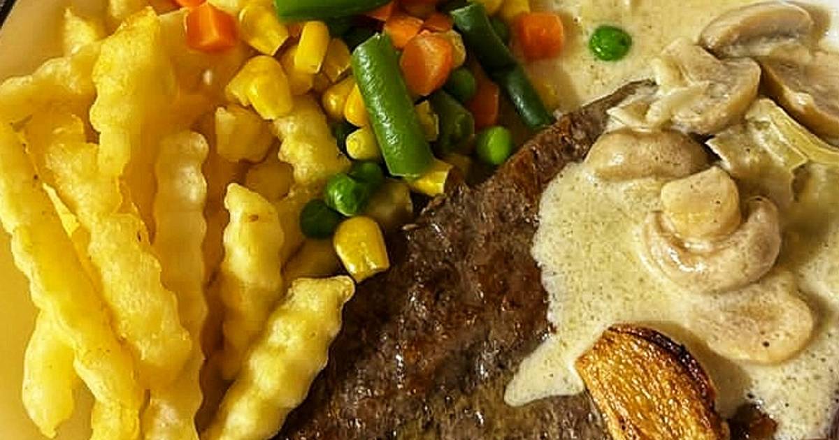 39 resep steak sapi mushroom creamy enak dan mudah - Cookpad