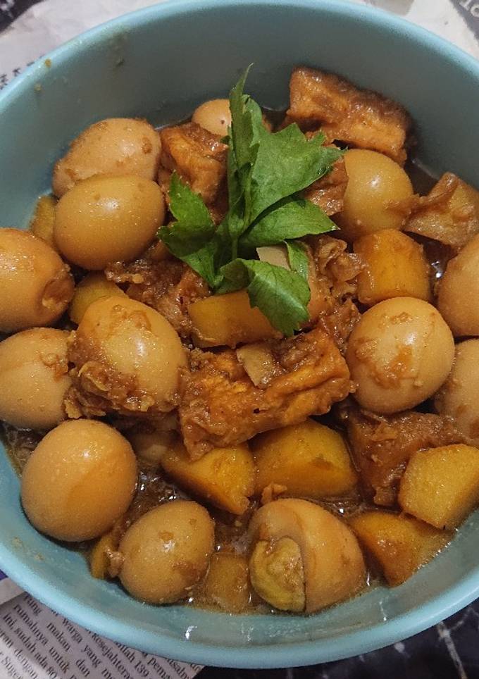 Resep 71. Semur Telur Puyuh Tahu dan Kentang oleh Irma Anisa - Cookpad