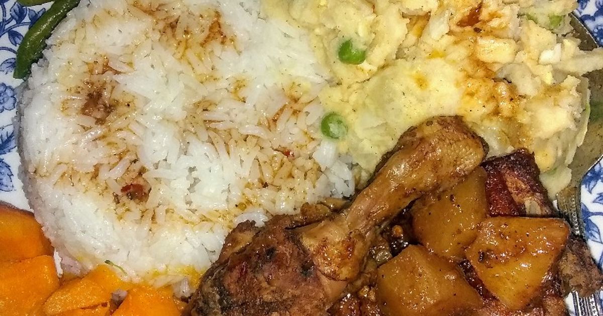 Homestyle Chicken, Mashed Potatoes, Candied Yams And Veggies Recipe By ...