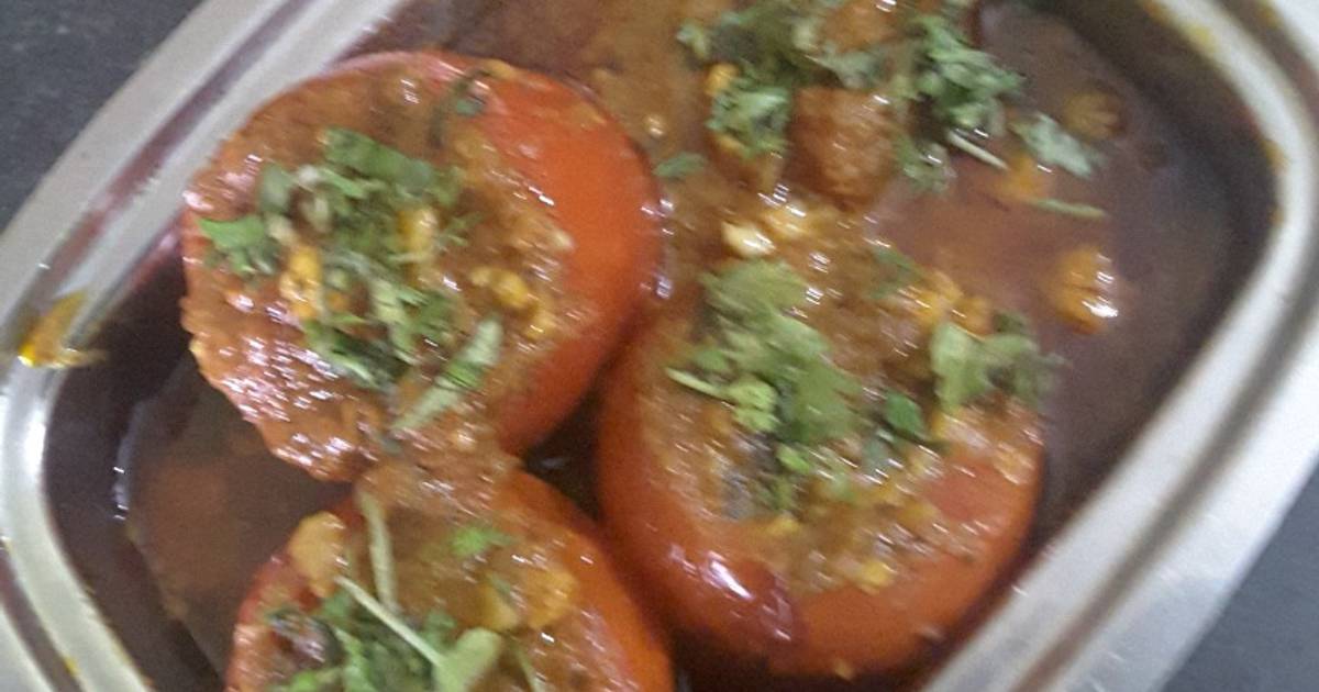 घर के बनाये easy and simple 208 भरवा टमाटर (bharwan tamatar recipe in ...