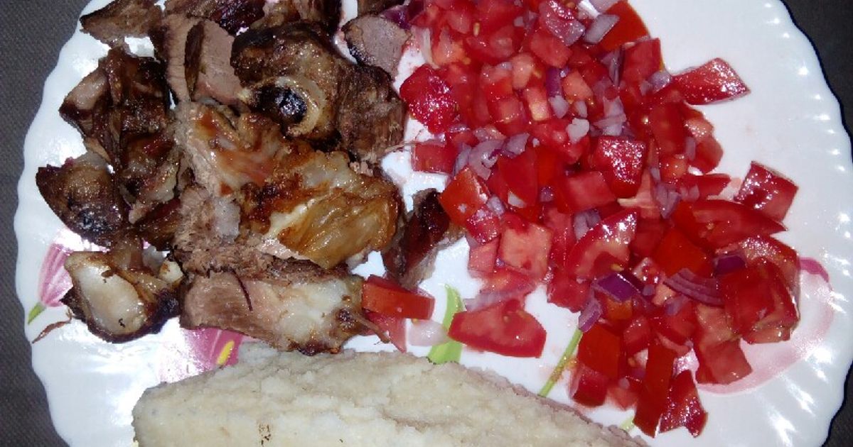 Oven Roasted Goat Meat With Ugali N Kachumbari Recipe by karimi Muriuki ...