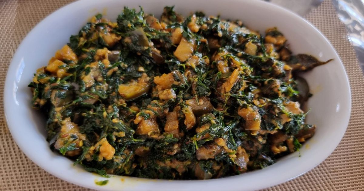 Fenugreek Leaves And Brinjals Stir Fry (Methi Ringan Nu Shak) Recipe by ...