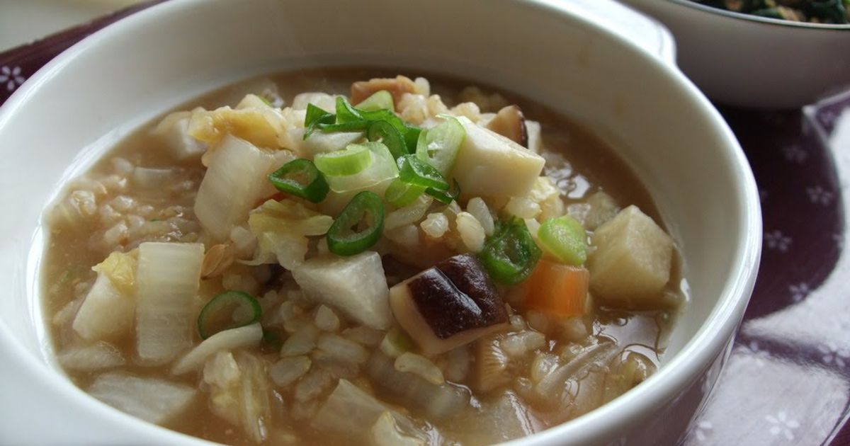 Macrobiotic Recipe: Brown Rice Gruel With Lots Of Veggies Recipe By ...