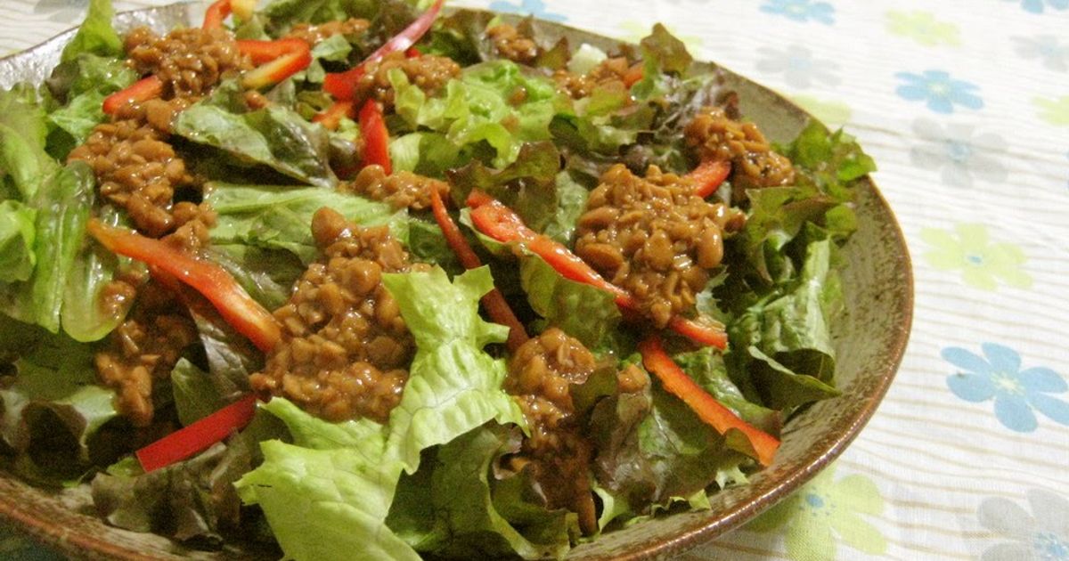Lettuce Salad With Sticky Natto Dressing Recipe by cookpad.japan