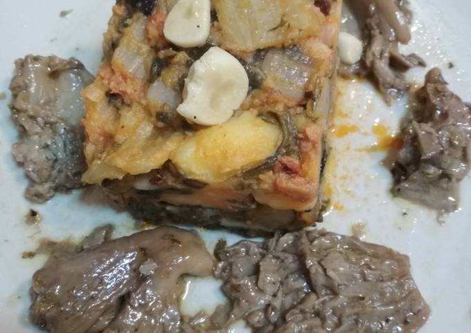 Acelgas con picadillo soriano y setas confitadas Receta de Jaime Ascaso ...