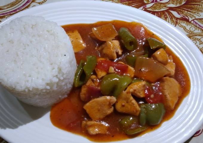 Chicken sashlik with white rice Recipe by Ali Jee - Cookpad