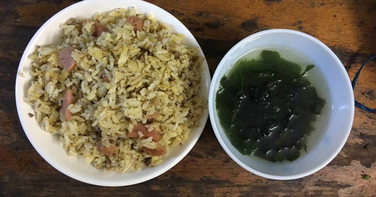 Cách Làm Món Cơm chiên pate+ xúc xích và canh rong biển của ngoc nguyen ...