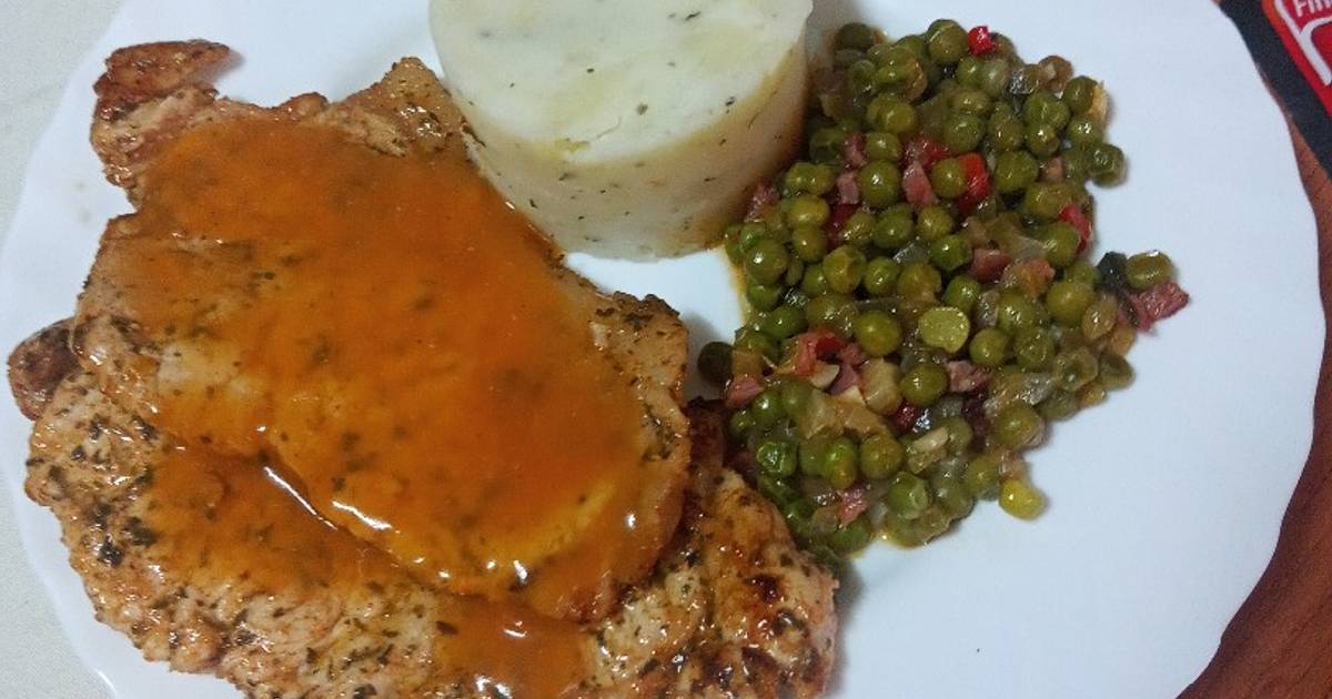 Chuletas de cerdo con puré - 26 recetas caseras- Cookpad