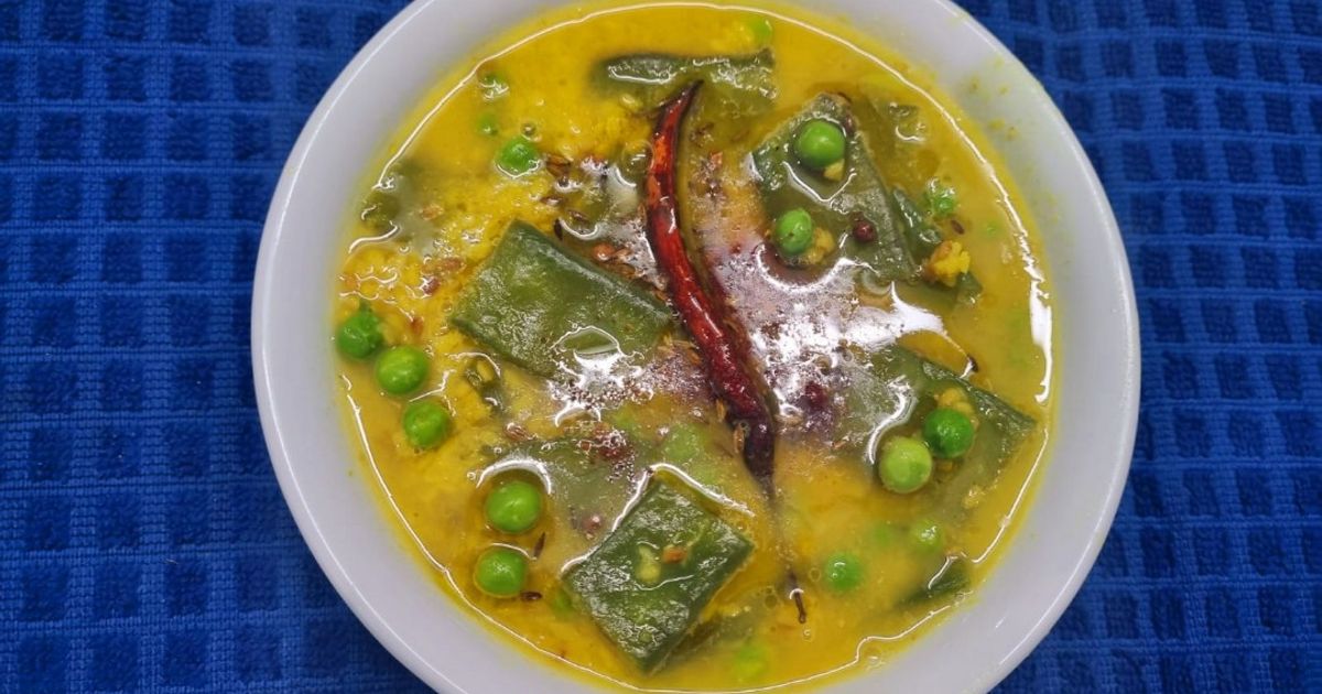 Moong Dal With Sheem Or Flat Beans And Green Peas Recipe by Kumkum ...