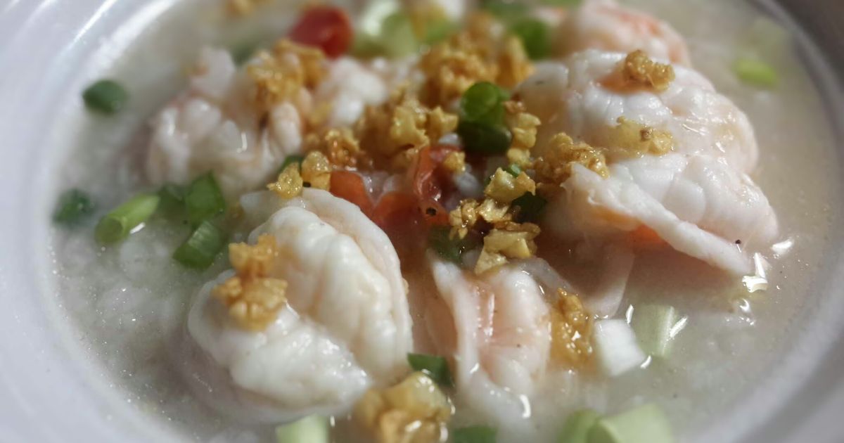 Thai Rice Soup With Prawns / Khao Tom Koong Recipe by Kanya