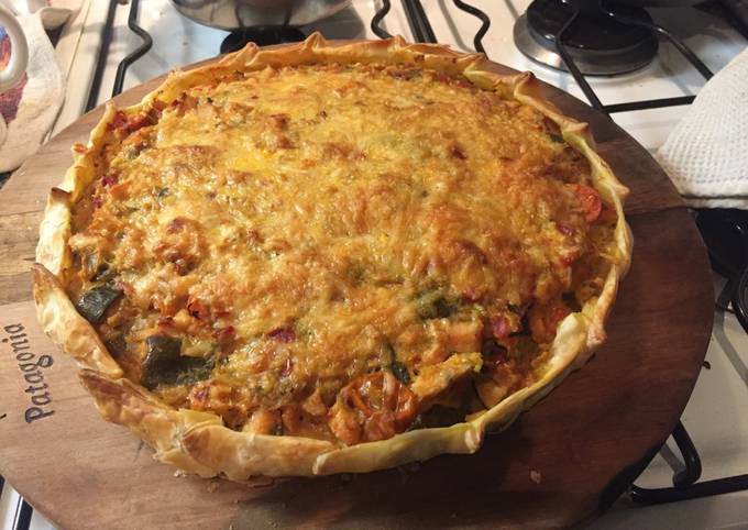 Tarta cremosa de pollo y verduras Receta de Erika Olveira- Cookpad