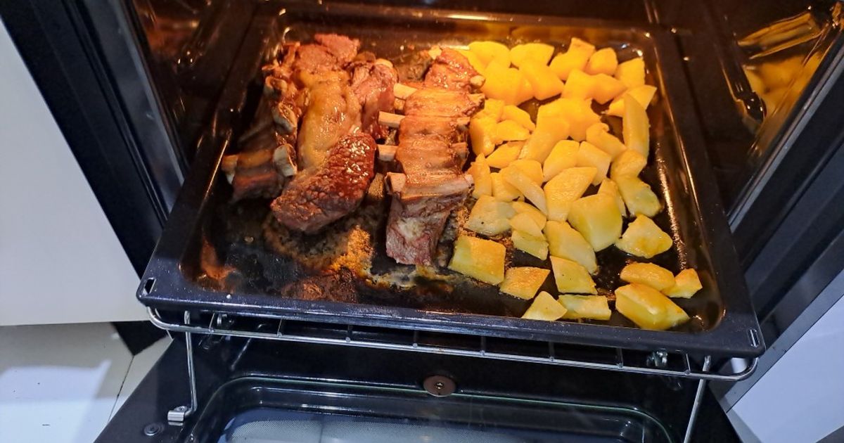 tira de asado al horno con papas - 20 recetas caseras- Cookpad