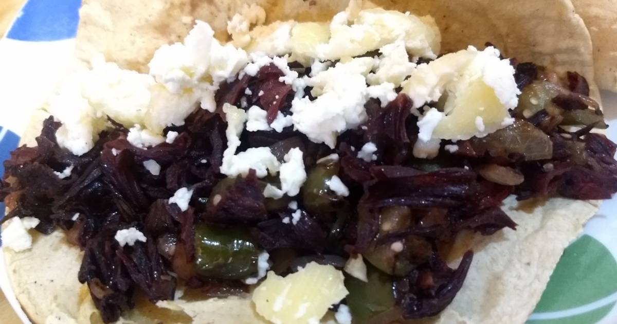 Tacos de flor de Jamaica Receta de Omar René Treviño Helguera- Cookpad