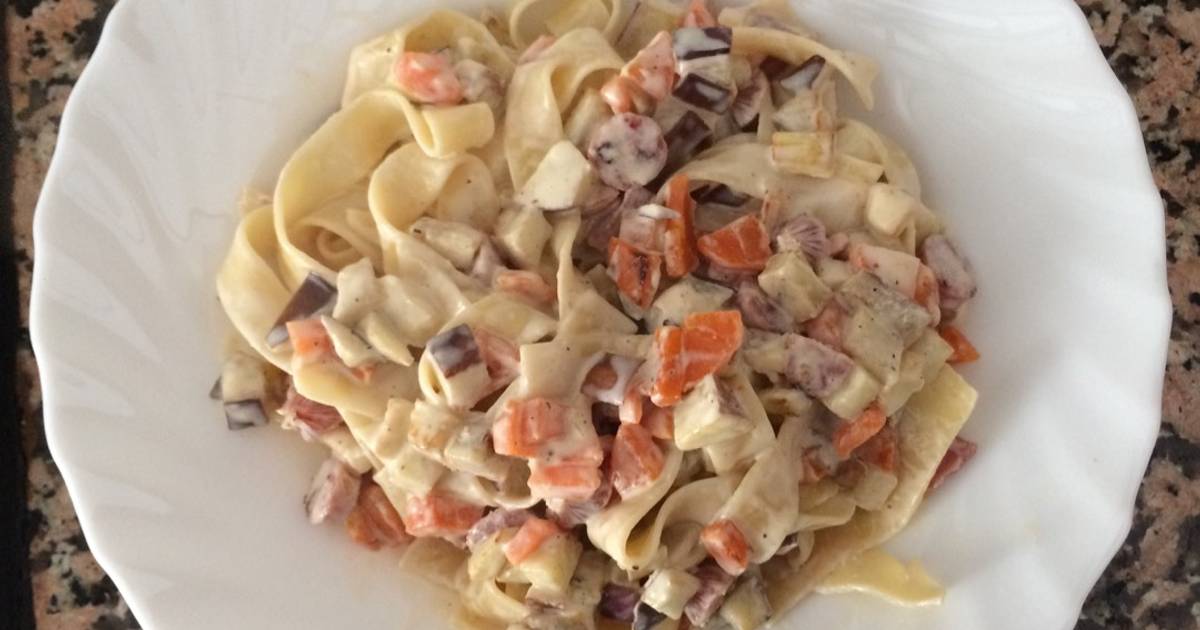 Nidos de pasta diferentes: con fuet, verduras y soja Receta de Cristina ...
