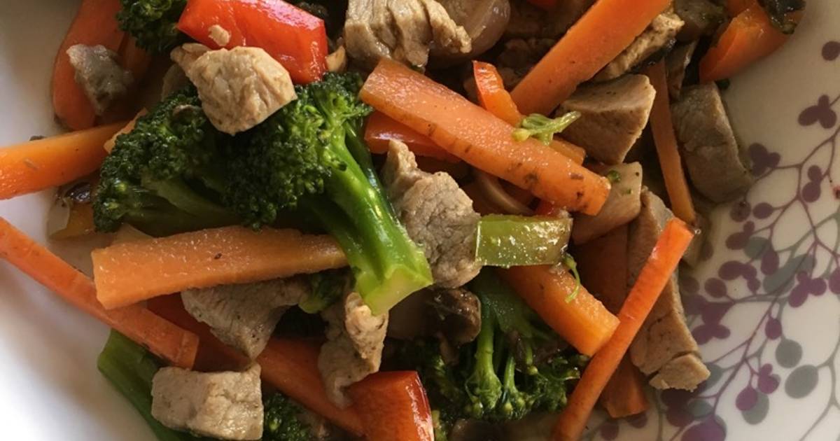 Carne de cerdo con verduras salteadas - 58 recetas caseras- Cookpad