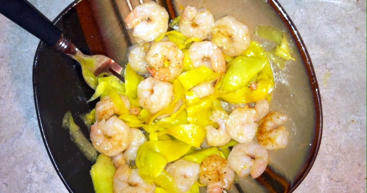 Yellow Squash Noodles (Non Pasta) & Garlic Shrimp Recipe By Shae Ali Baba