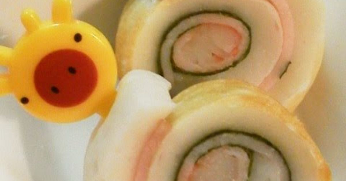 Character Bento Shiso, Ham, And Imitation Crab Chikuwa Rolls. Recipe By ...