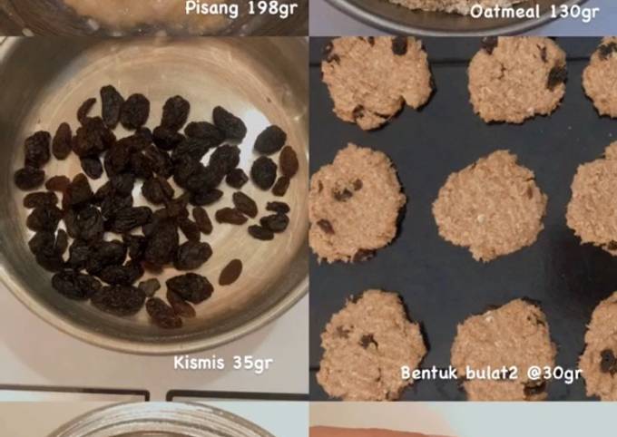 Resep Cemilan Cookies Diet 3 Bahan Oatmeal Pisang Kismis Hanya 60 ...