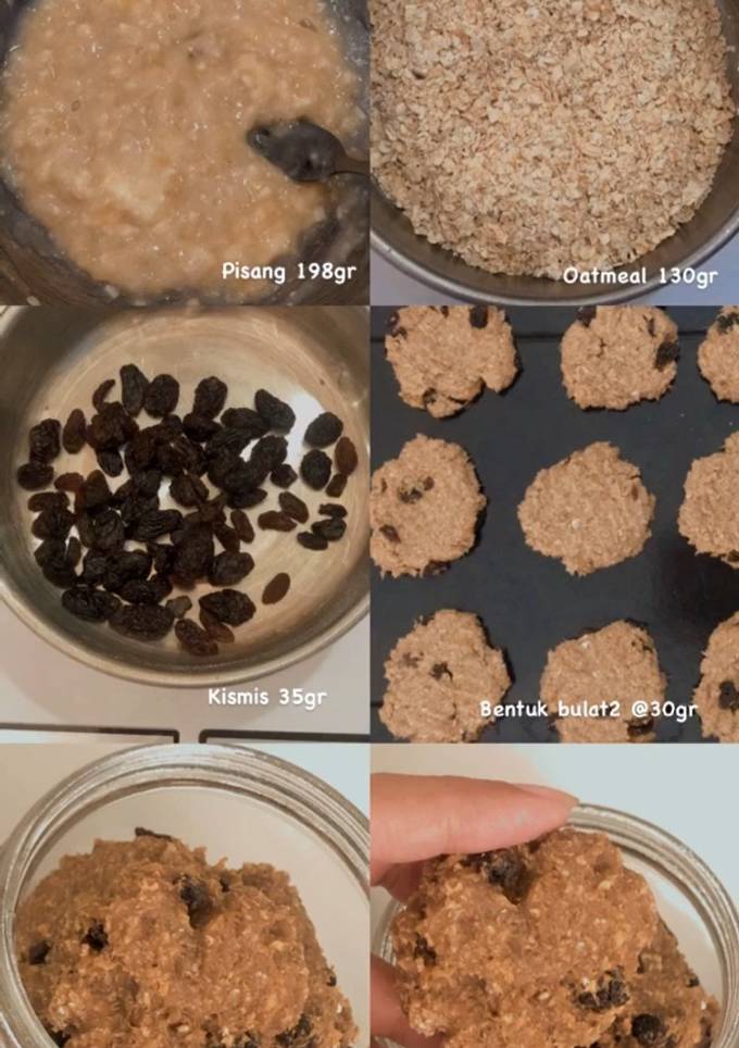 Resep Cemilan Cookies Diet 3 Bahan Oatmeal Pisang Kismis Hanya 60 ...