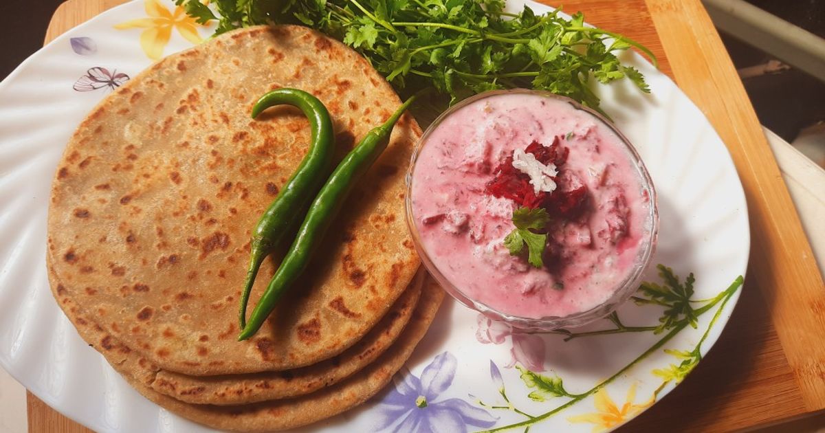 Matar Paneer Paratha With Beet Root Raita Recipe by Naheed Alam - Cookpad