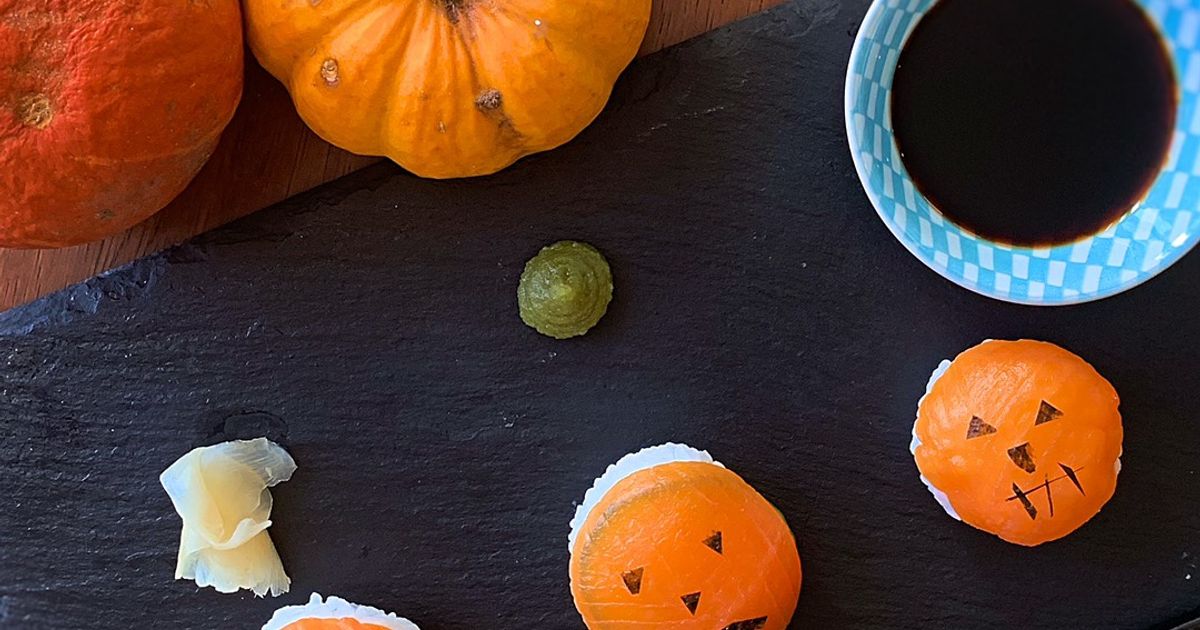 Halloween 🎃 Jack O Lantern Sushi Recipe by Emilys Home Cooked Kitchen ...