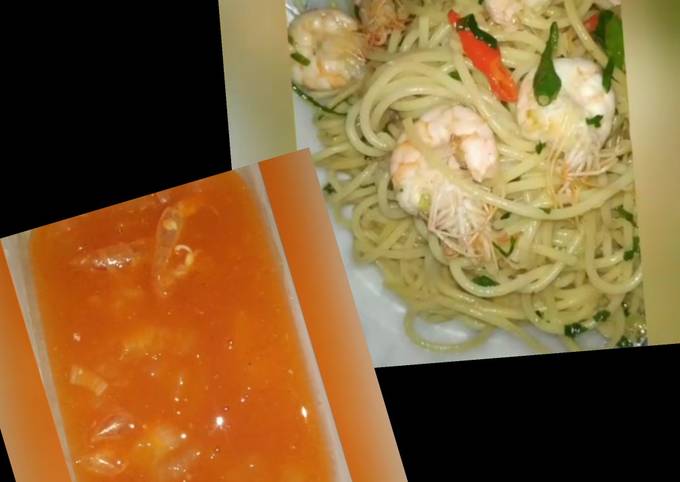 Resep Spaghetti aglio olio kampung with saus tomat oleh Aira Sya - Cookpad