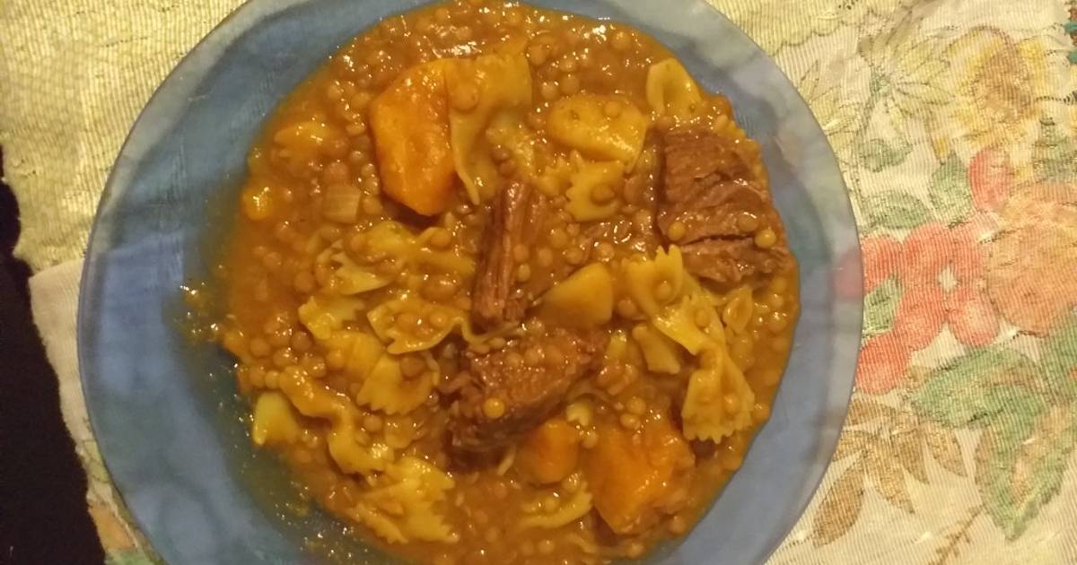 Guiso de fideos moñitos con papa - 29 recetas caseras- Cookpad