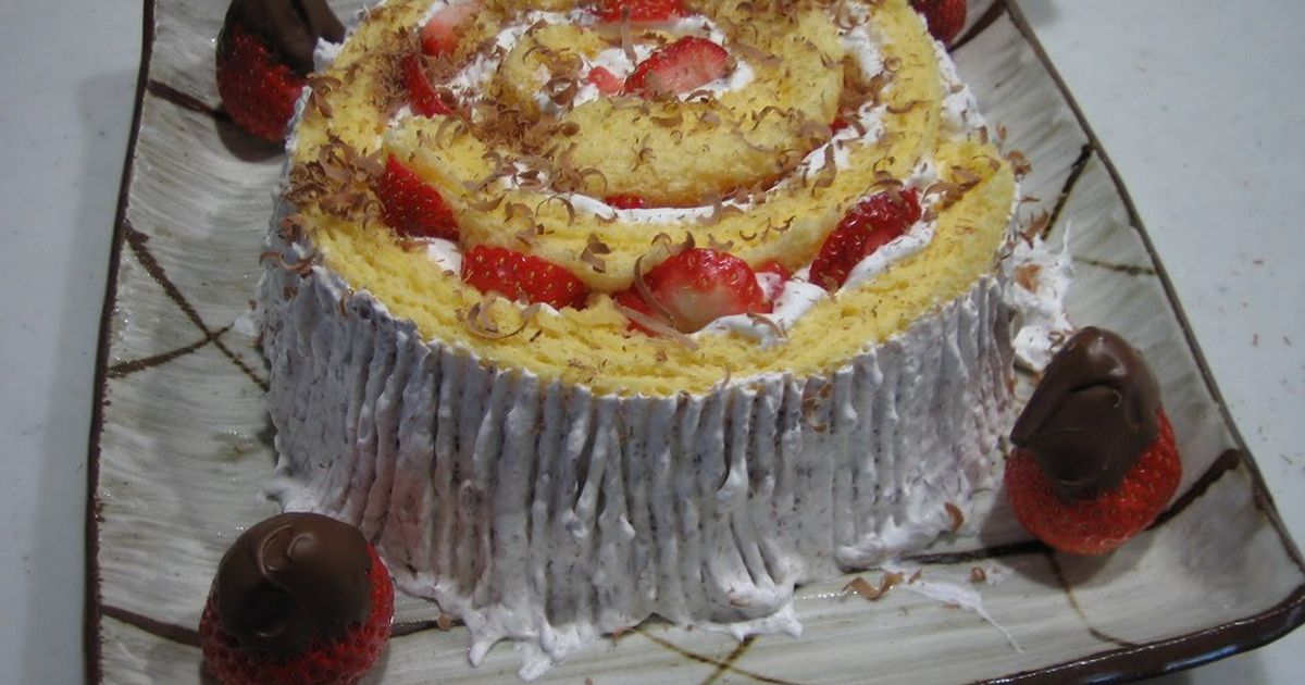 Log Christmas Cake With Roll Cake Batter Recipe By Cookpad.Japan