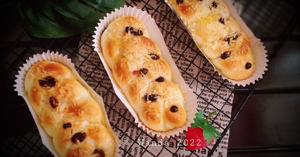 Resep Choco Cheese Raisin Bread A.K.A Roti Kepang Coklat Keju Kismis ...