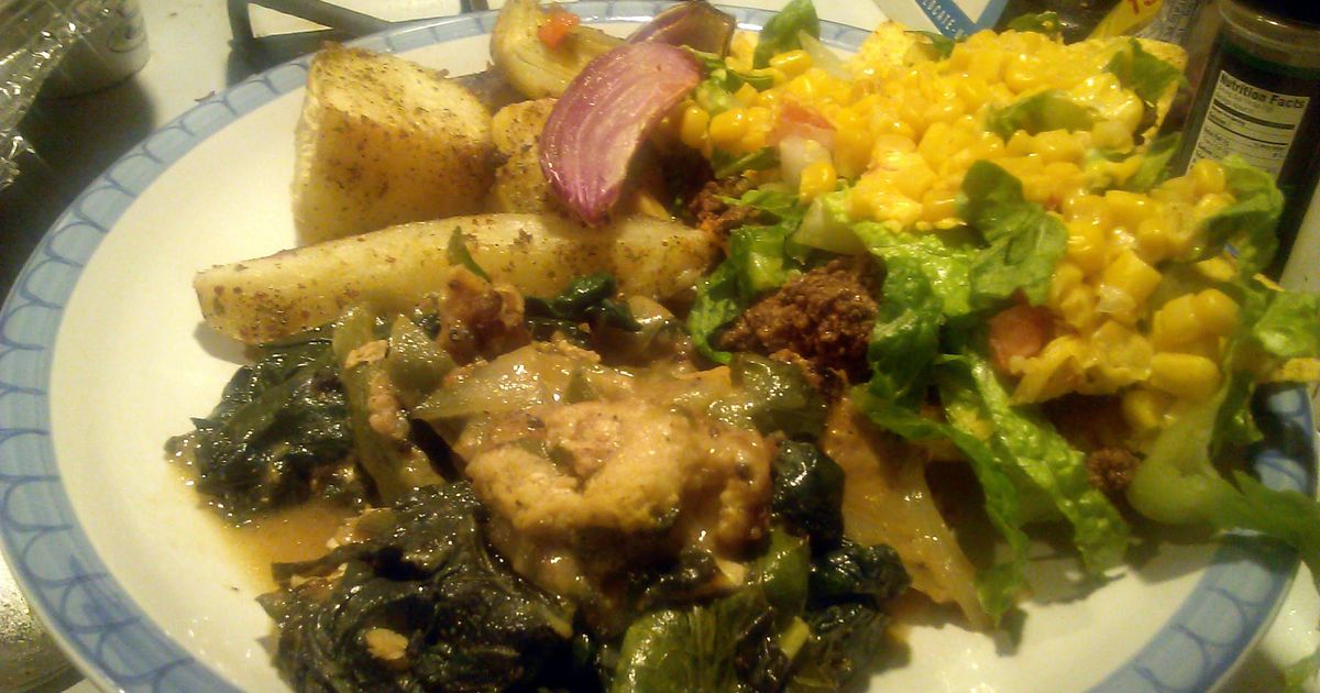 Sautéed Catfish Nuggets With Spinach. And Green Peppers Recipe By Swimmerjs