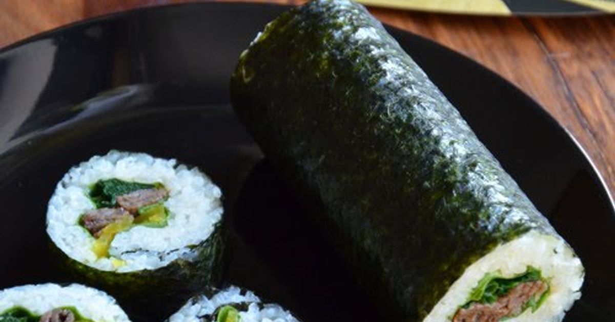 Popular With Boys! Futomaki Sushi Rolls With Yakiniku Beef Good For ...