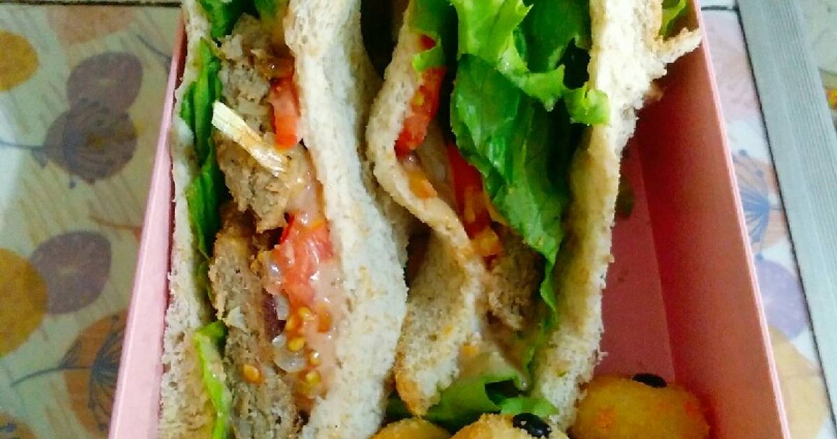 Resep Sandwich beef patty roti gandum bento oleh Kiki_Nomuyepo - Cookpad