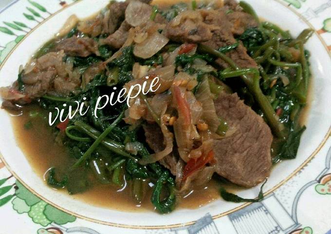Resep Kangkung cah sapi oleh Vivi Piepie - Cookpad