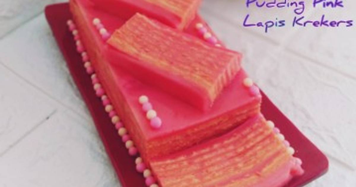 Resep Pudding Pink Lapis Krekers 😍💕 oleh Oktaviani (Bund@ Keyl@) - Cookpad