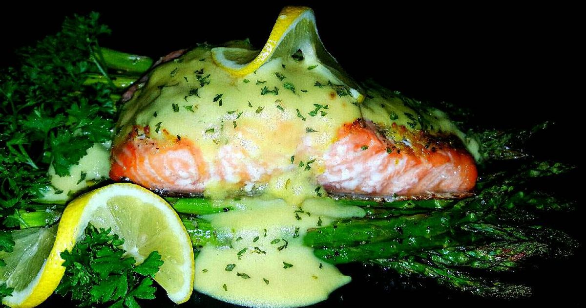 Mike's Ez Baked Salmon & Asparagus W/ Hollandaise Recipe by MMOBRIEN