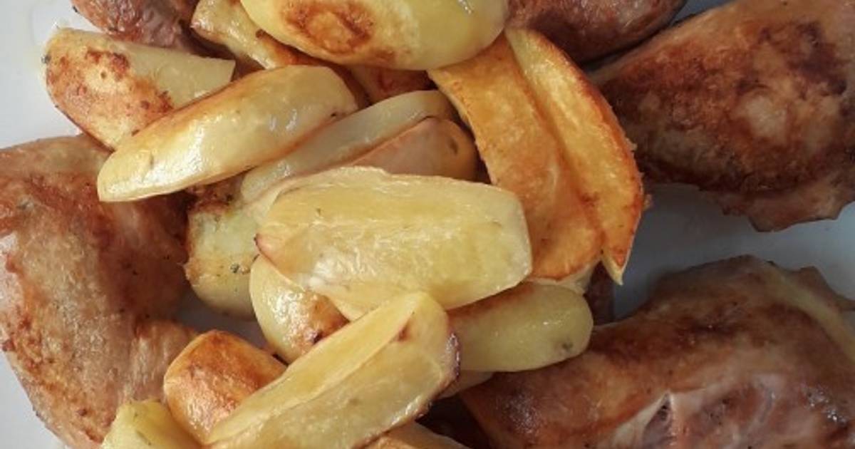 Pollo al horno con papas Receta de Susana Muzio - Cookpad