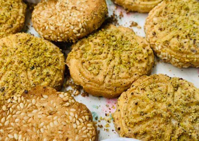 Pistachio and Sesame Cookies| Barazek Cookies Recipe by MrsRiasat Ali ...