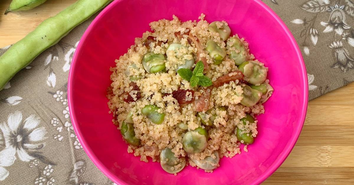 Ricetta Quinoa bianca con fave saltate e guanciale croccante di Elodia ...