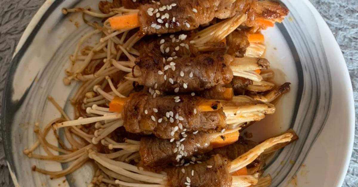 Resep Beef Roll Enoki BbQ oleh arifah trijayanti - Cookpad