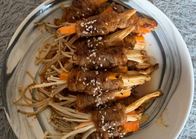 Resep Beef Roll Enoki BbQ oleh arifah trijayanti - Cookpad