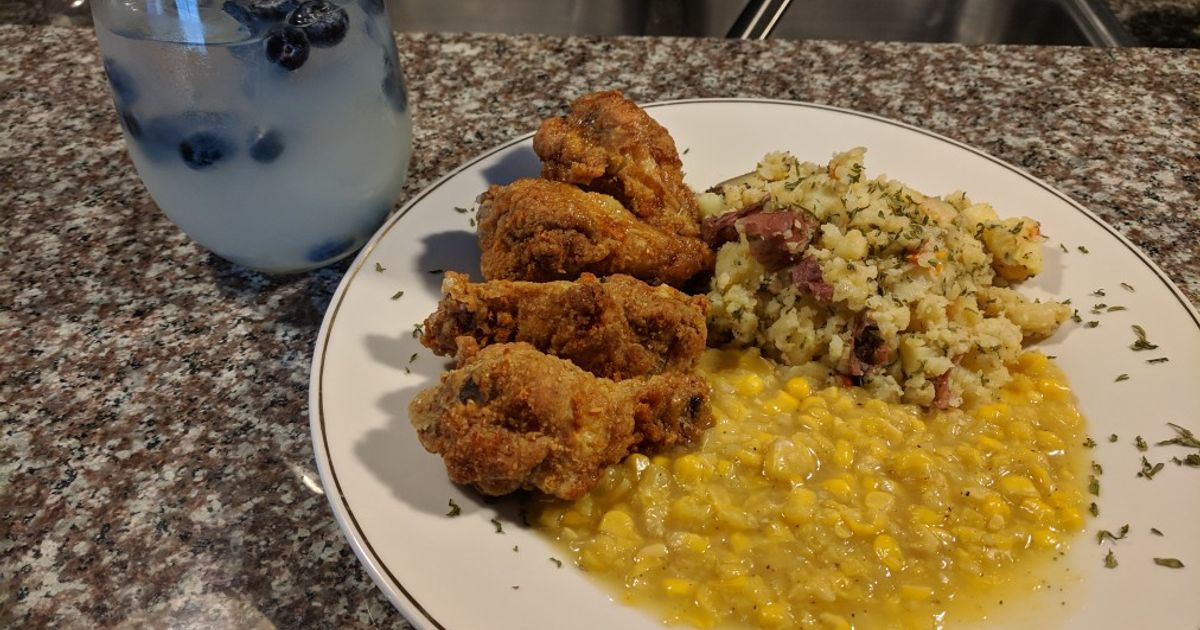 Fried Honey 🍊 Chicken Drummetes And Parsley Potatoes With Corn Recipe ...