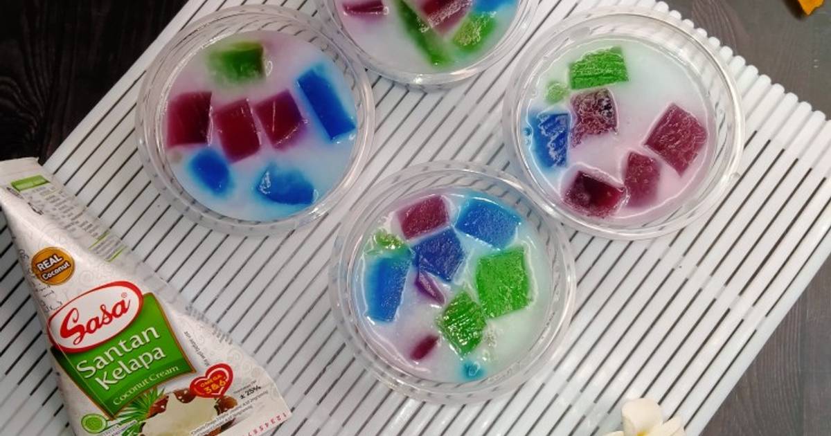 Resep Puding mozaik 🌈 santan 🌴 oleh Zhafran's Kitchen - Cookpad