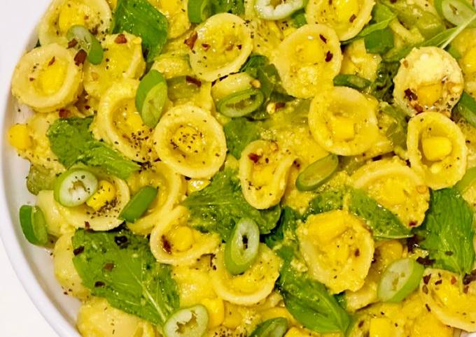 Orecchiette in Sweet Corn Purée with Lemon, Mint and Parmesan Recipe by ...