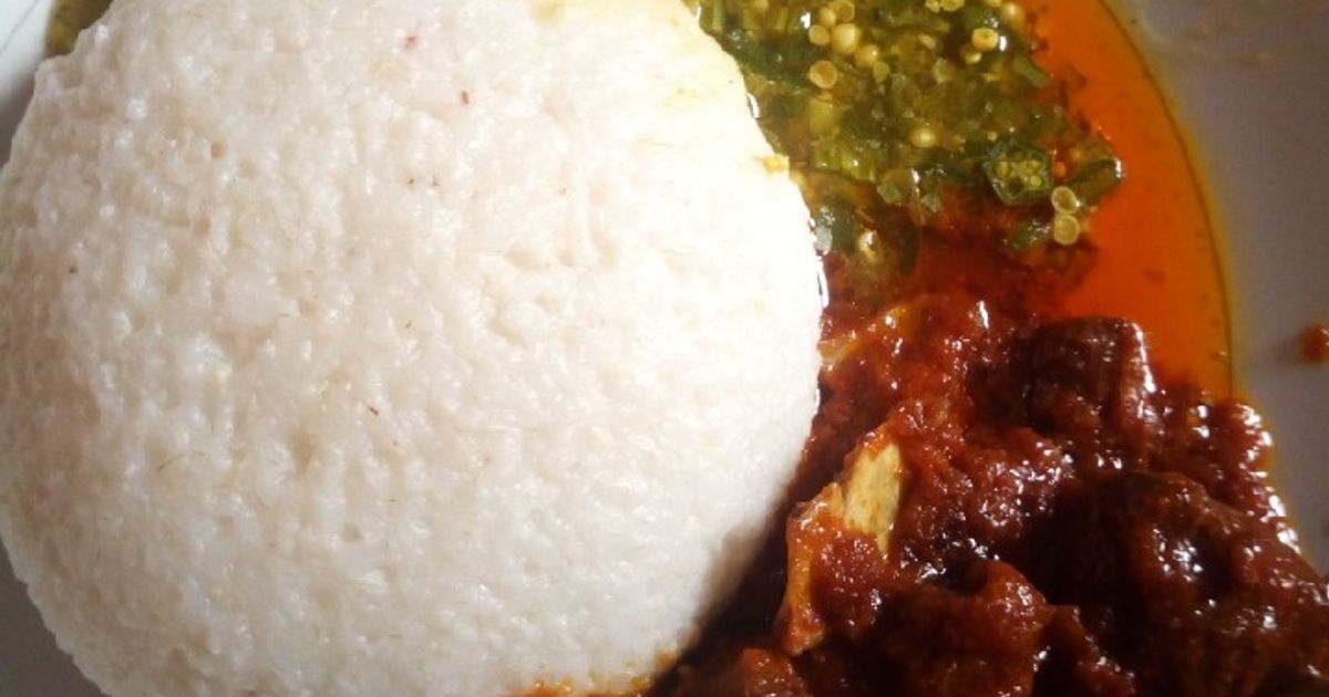 Tuwon Shinkafa And Stew With Okoro Soup Recipe by Hawwa Abdullahi Boyi ...
