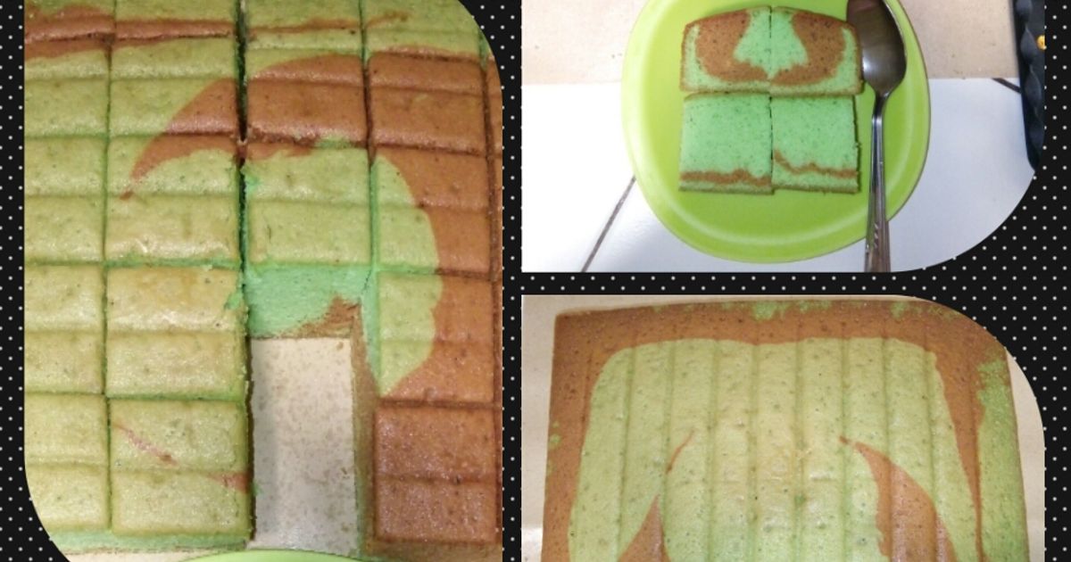 Resep Bolu Pandan Marmer 3 Telur No Butter No Santan oleh Ummu Falah - Cookpad