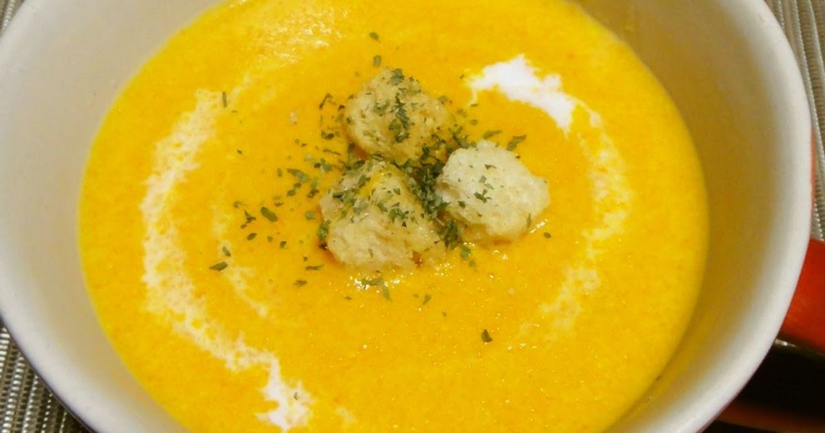 Packed With Carrot's Sweetness! Carrot Soy Milk Potage Soup Recipe By ...