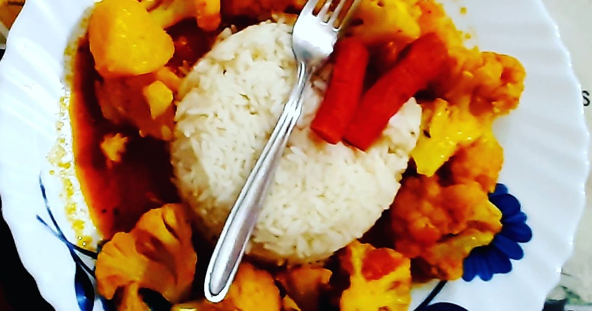 Gobhi Sabzi With Rice Recipe by Polly Basu - Cookpad