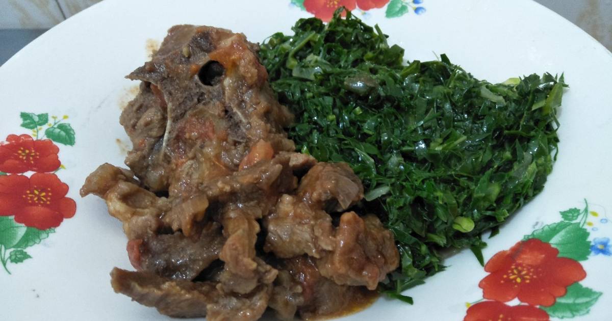 Beef wet fry with greens Recipe by freddy - Cookpad