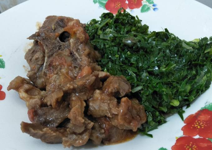 Beef wet fry with greens Recipe by freddy - Cookpad