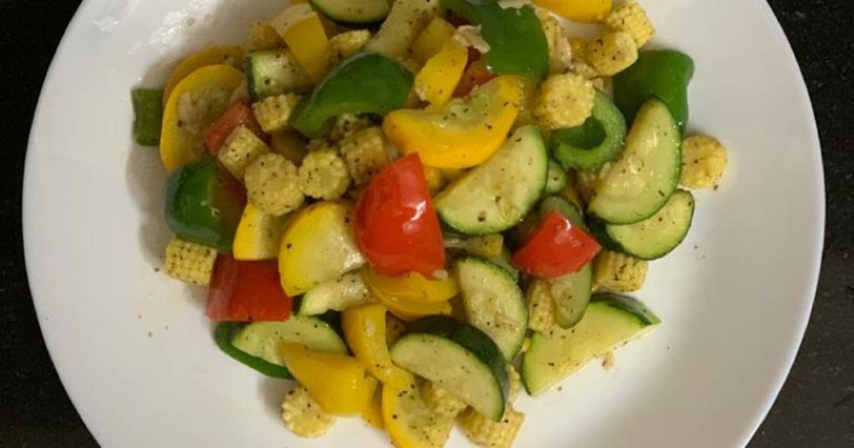 👩‍🍳 Stir fry zucchini,tri color capsicum 🫑 & baby corn 🌽 veggie Salad ...